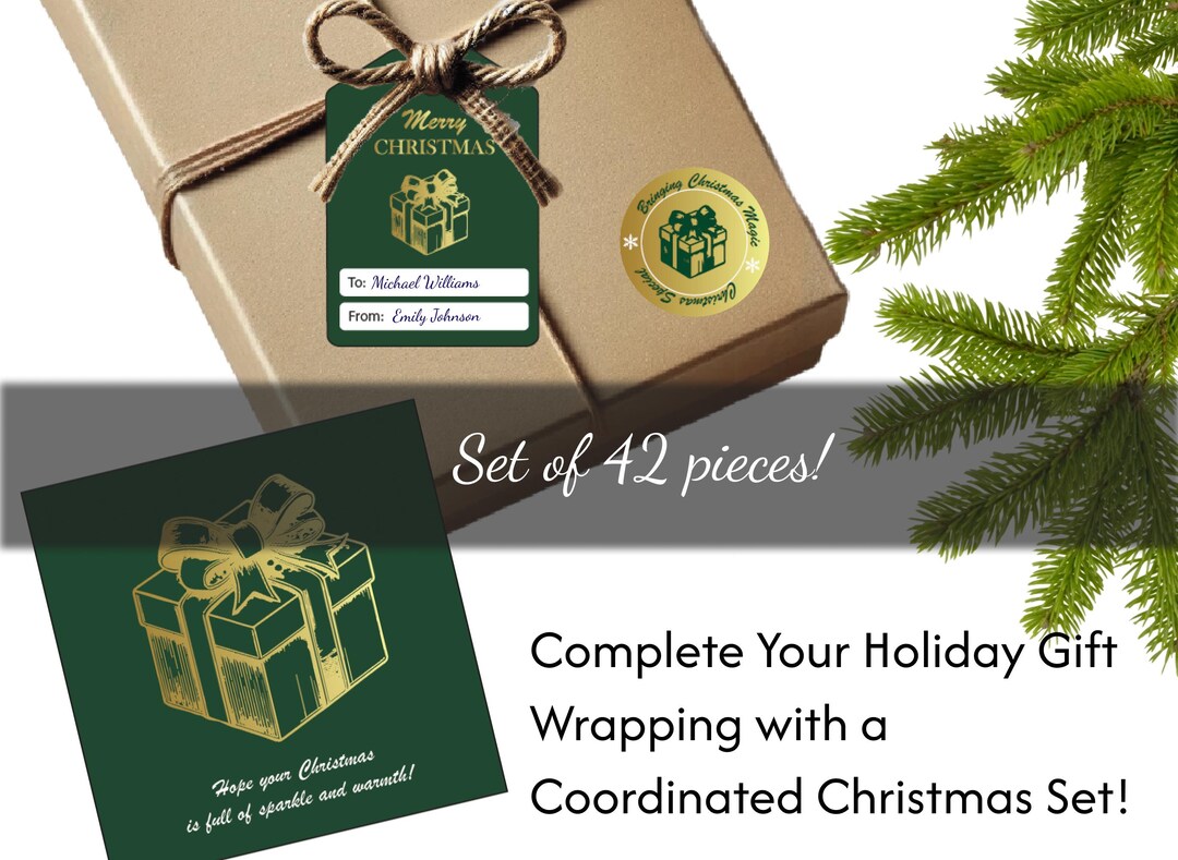 Printable Christmas Card, Tag & Sticker Set 12 Cards, 12 Tags, 18 ...