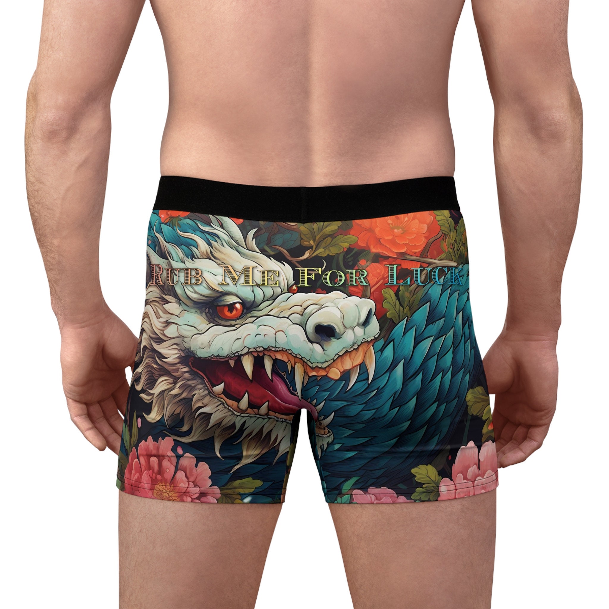 Lucky Blue Dragon Men's Underwear Humorous 'rub Me for Luck' Print ...