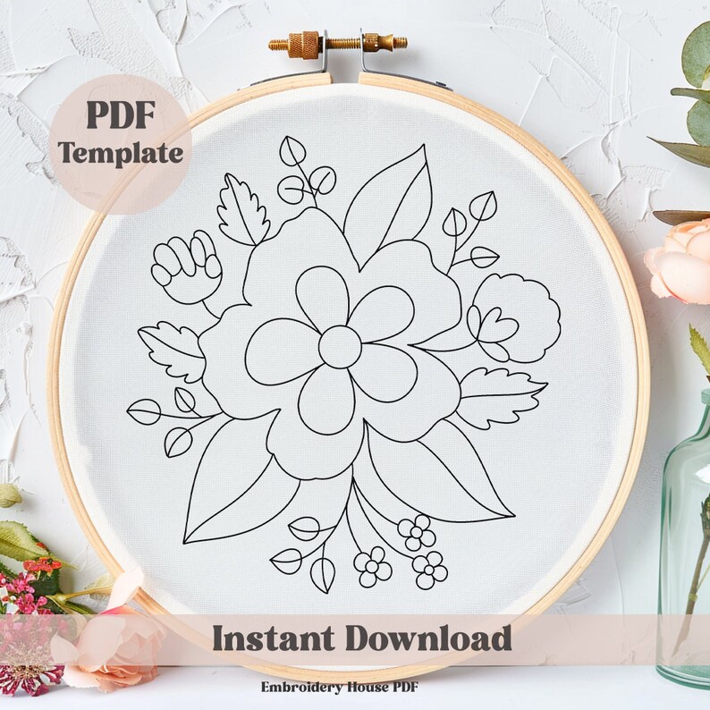 Flower Embroidery Design, Floral Gift Embroidery, Simple Flowers ...