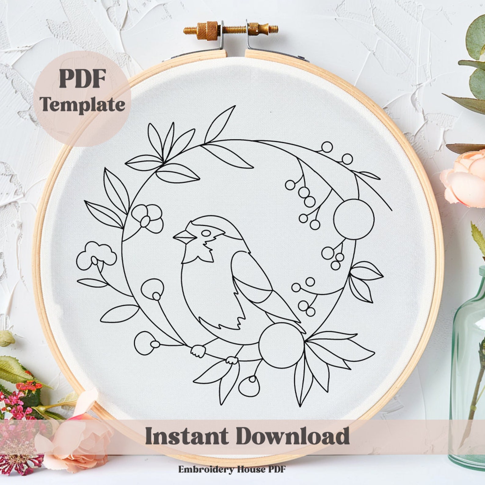 Goldfinch Pair Hand Embroidery Pattern: Bird Lover Gift (PDF Pattern ...