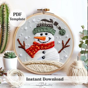 Winter Snowman Hand Embroidery, Modern Embroidery, Christmas Decor ...