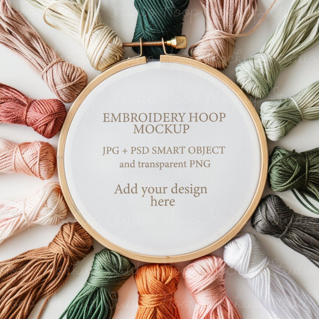 Colorful Embroidery Hoop Mockup, Sewing Hoop Template, Blank Photo ...