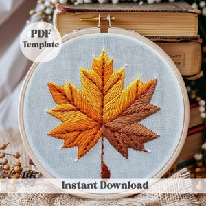 Autumn Leaf Hand Embroidery Pattern, Autumn Decor, Autumn Embroidery ...