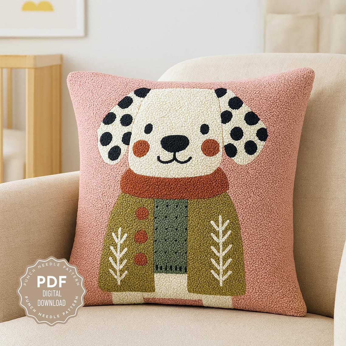 Dog Punch Needle Pattern, DIY Embroidery Design, Cushion Cover (PDF) - Etsy