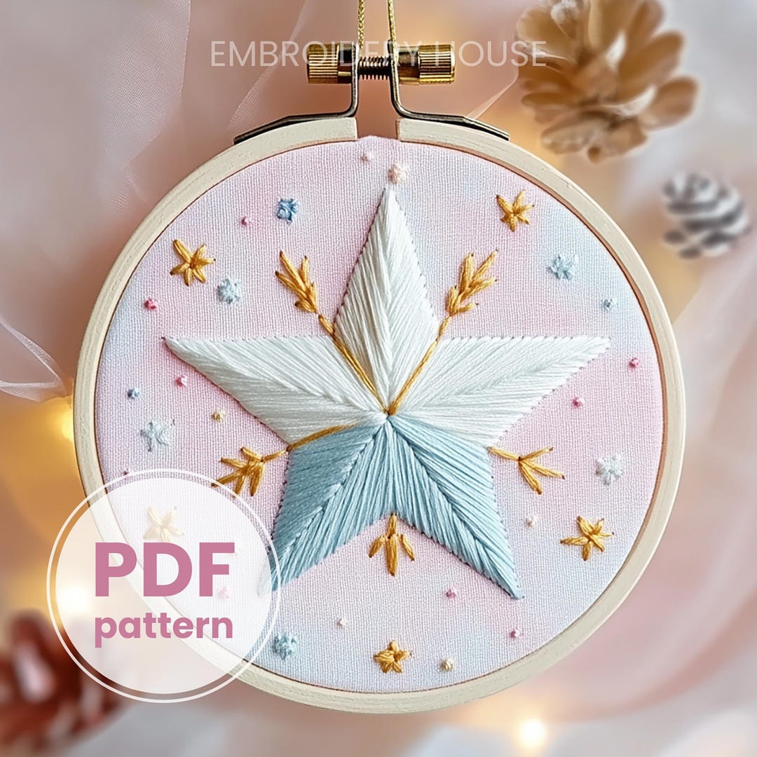 Christmas Star Embroidery Pattern for Beginners, Hand Embroidery, PDF ...