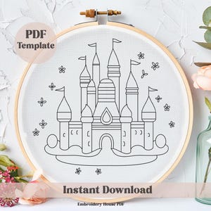 Princess Castle Embroidery Design, Hand Embroidery Design, Princess ...