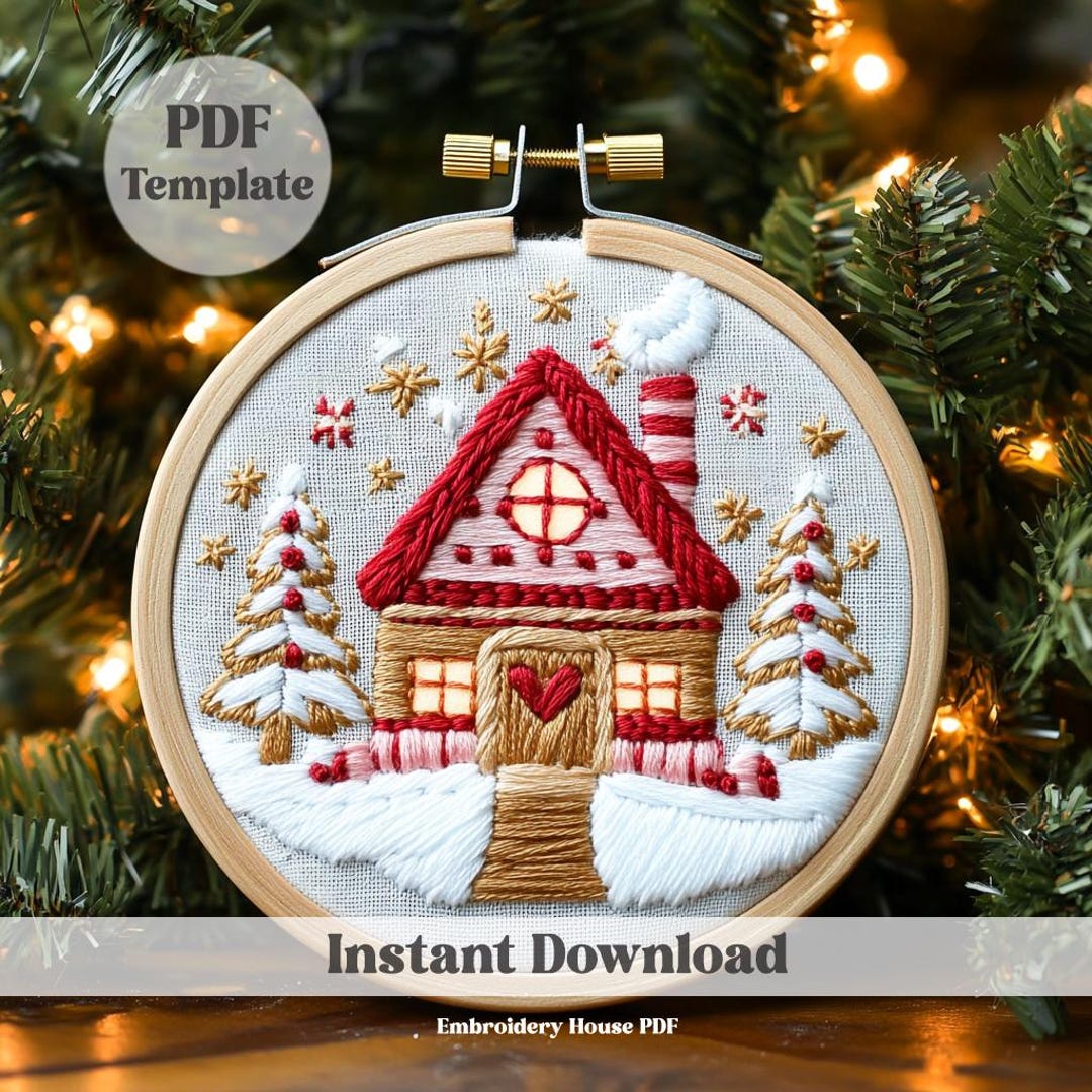 Gingerbread House Embroidery Design: Christmas Candy House (PDF Pattern ...