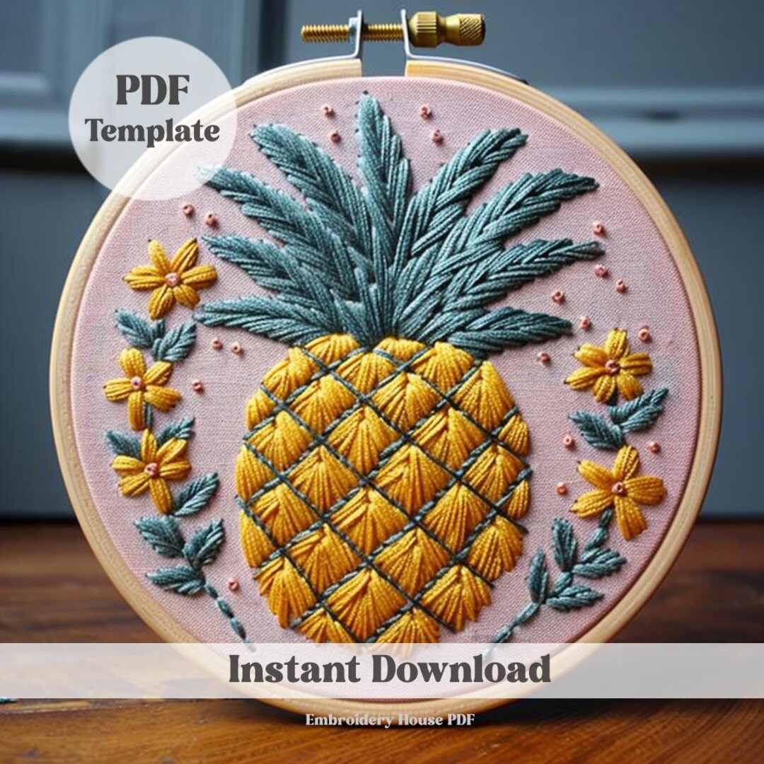 Pineapple Embroidery Pattern: Tropical Fruit Design (PDF Template) - Etsy
