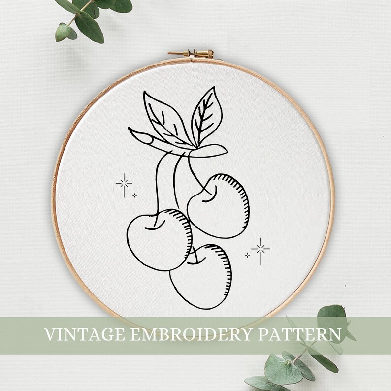 Cheery Hand Embroidery Pattern, PDF Instant Download, Animated Fruit ...