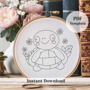 Cute Turtle Embroidery Pattern PDF, Instant Download, Hand Embroidery ...