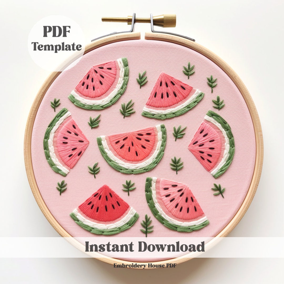 Watermelon Slices Embroidery Pattern, Watermelon Pattern, Watermelon ...