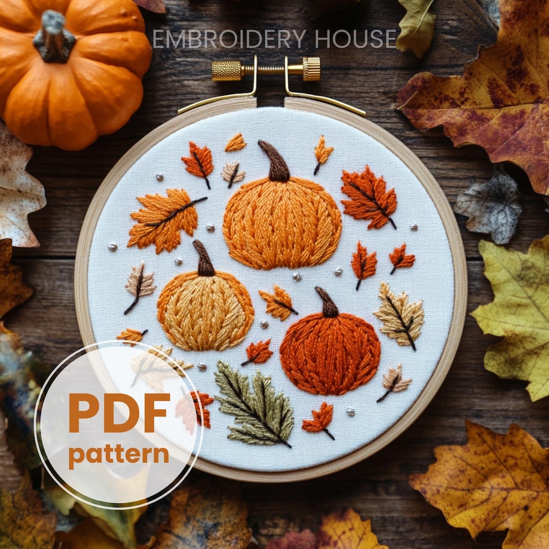 Pumpkins Embroidery Pattern, Autumn Embroidery, Instant Download ...