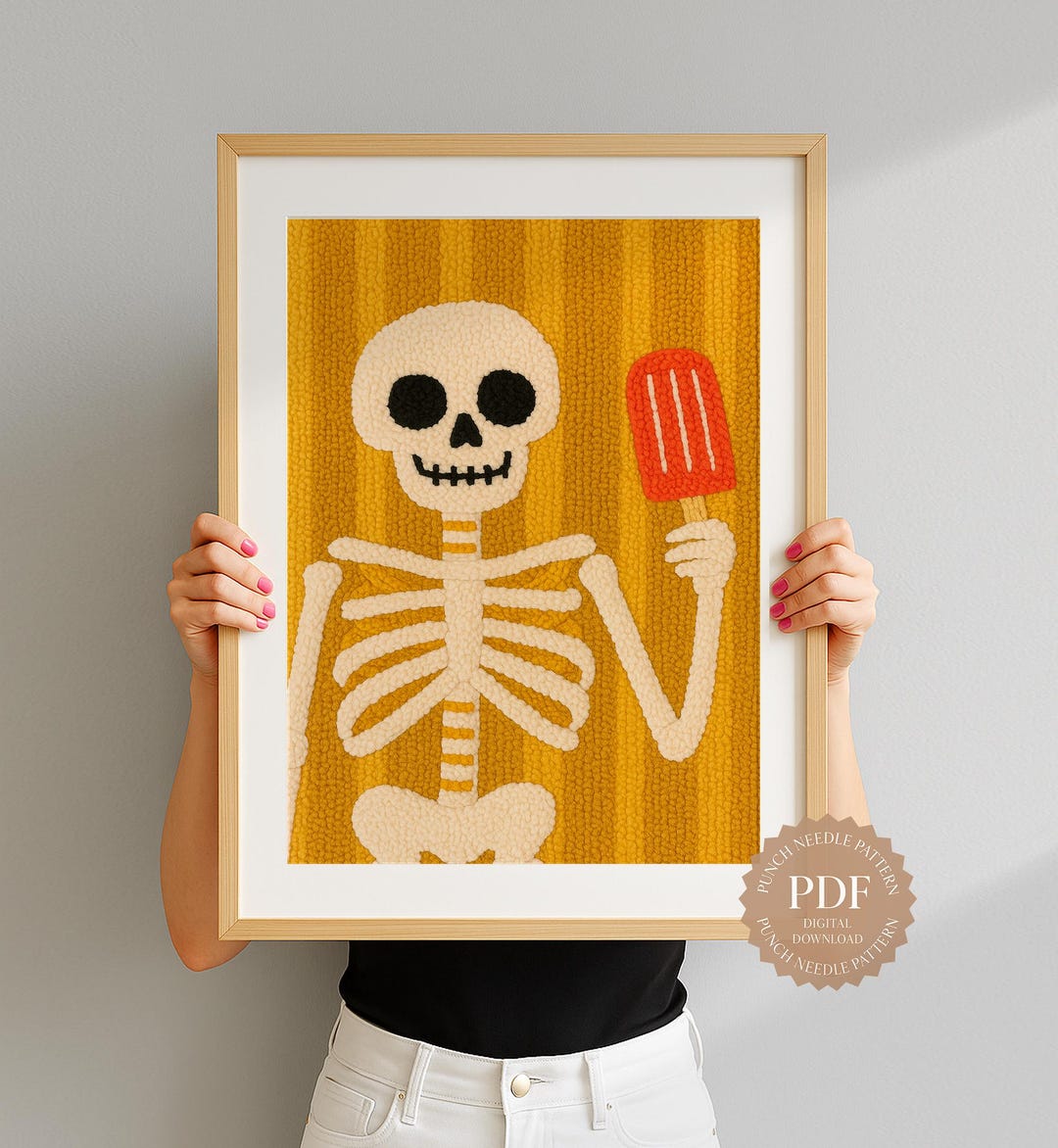 Spooky Skeleton Punch Needle Pattern: Modern Halloween Decor, Craft ...