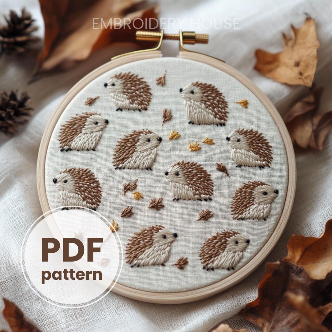 Hedgehog Hand Embroidery Pattern: Woodland Design (PDF Pattern) - Etsy