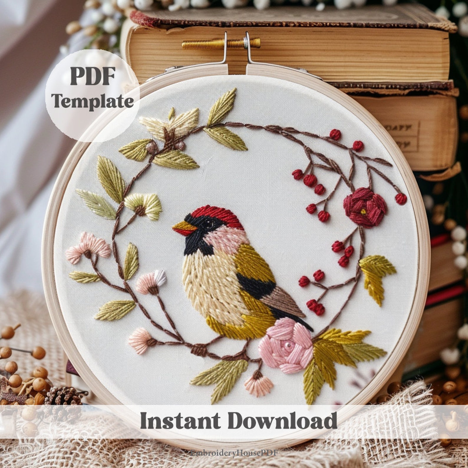 Goldfinch Pair Hand Embroidery Pattern: Bird Lover Gift (PDF Pattern ...