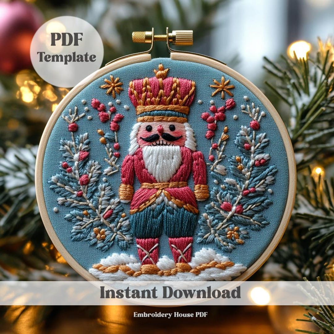 Christmas Soldier Embroidery Art, Nutcracker Embroidery Pattern ...