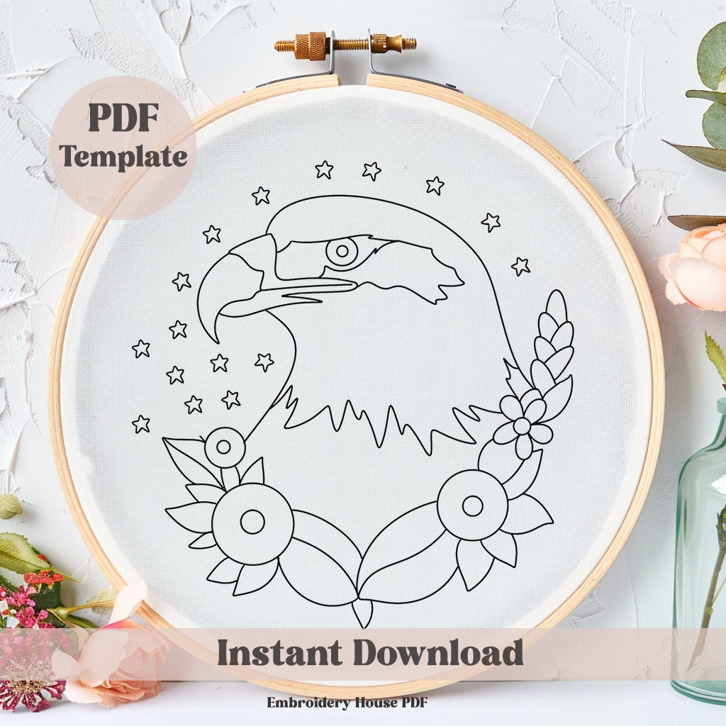 American Bald Eagle Embroidery, Embroidery Pattern, Bald Eagle Pattern ...