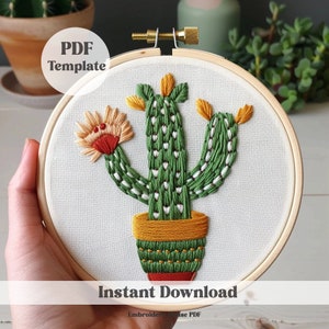 Cactus Hand Embroidery Pattern, Cactus Plant, Houseplants Pattern ...