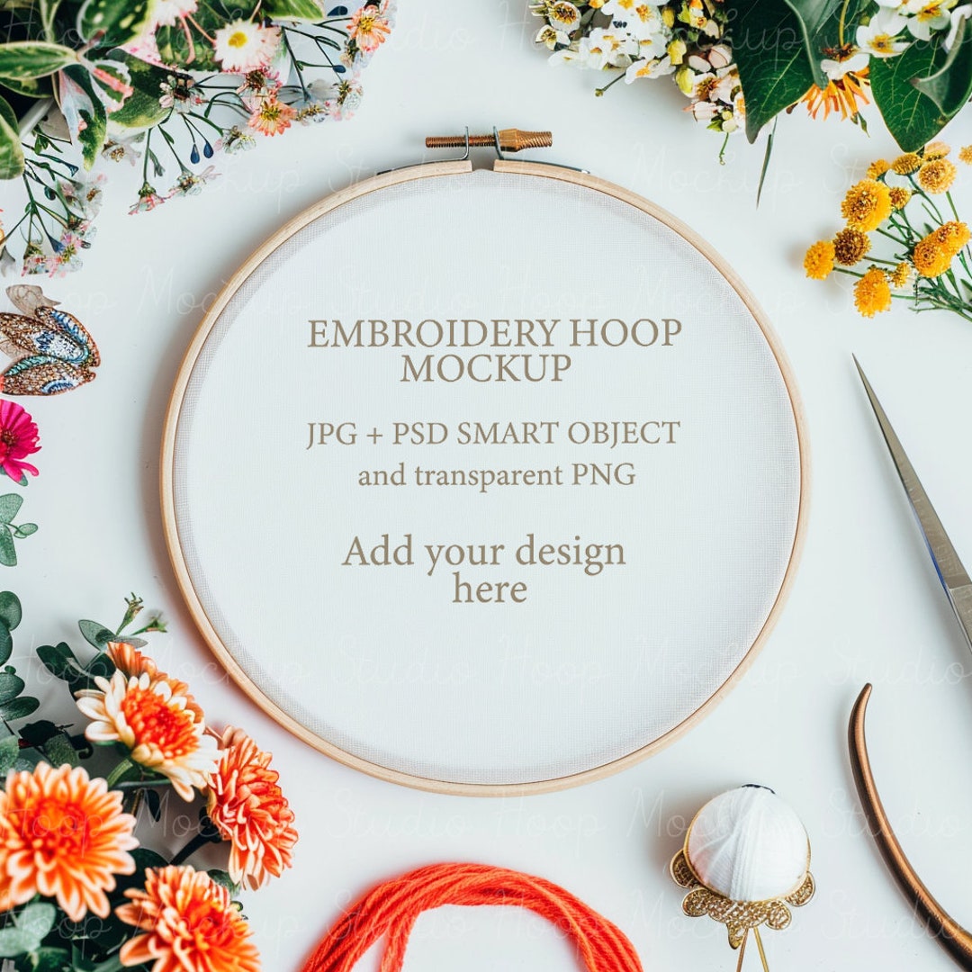Wildflowers Embroidery Hoop Mockup, Stitch Mockup, Embroidery Mockup ...