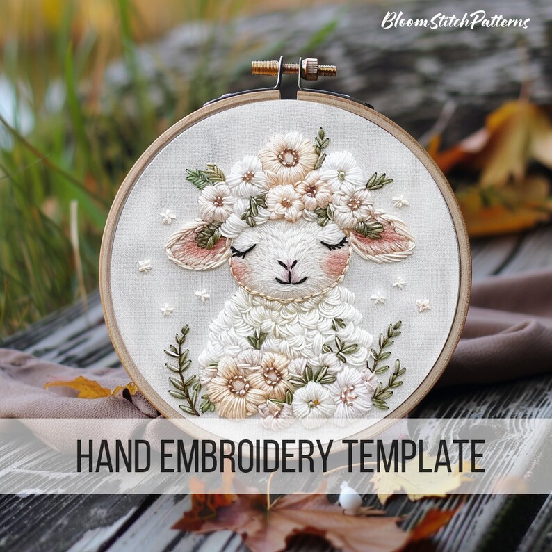 Sheep Hand Embroidery Template, Digital Download, Animal Embroidery ...