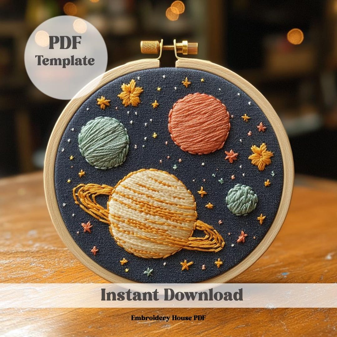 Galaxy Embroidery Pattern for Beginners, Space Hand Embroidery, PDF ...