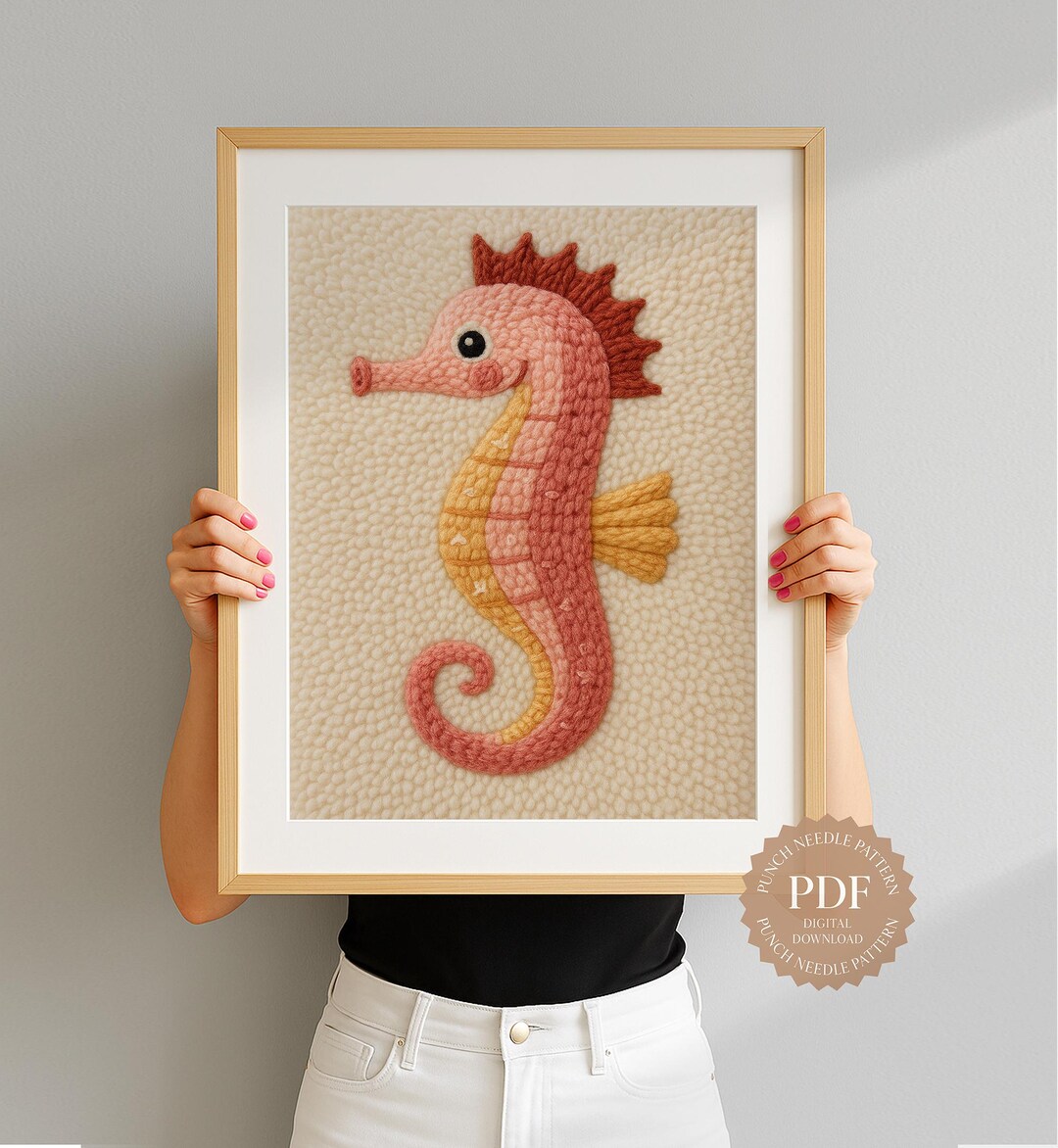 Seahorse Punch Needle Pattern PDF - Beach-themed Summer Embroidery, DIY ...