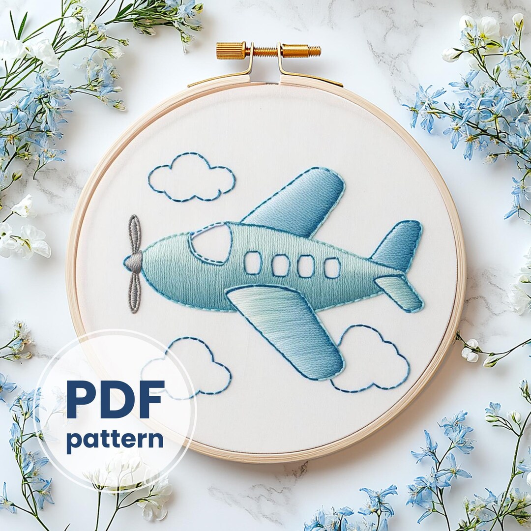 Airplane Embroidery Pattern: DIY Beginner Design (PDF Pattern) - Etsy