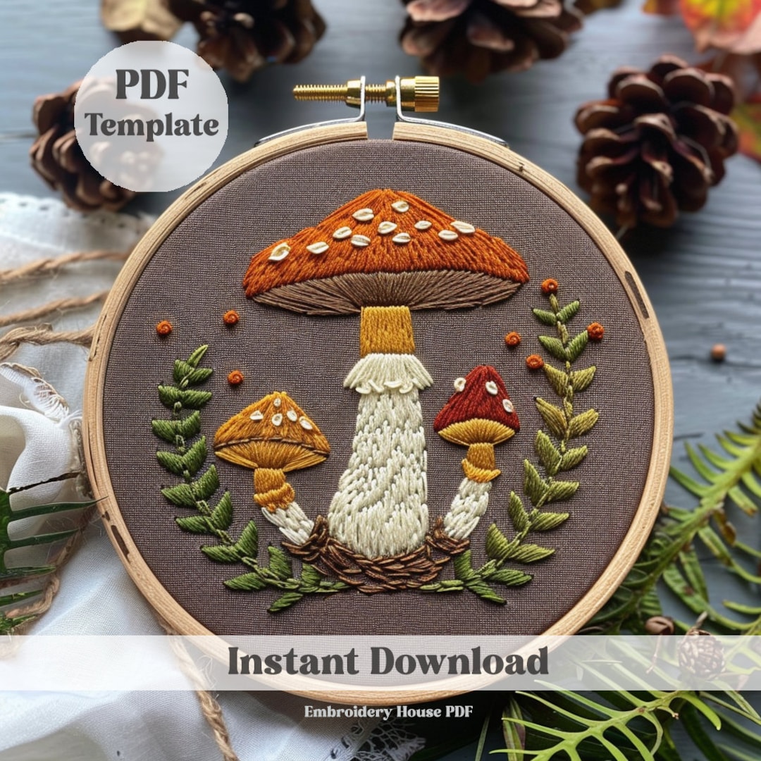 Mushroom Embroidery Pattern, PDF Pattern,diy Embroidery, Whimsy ...