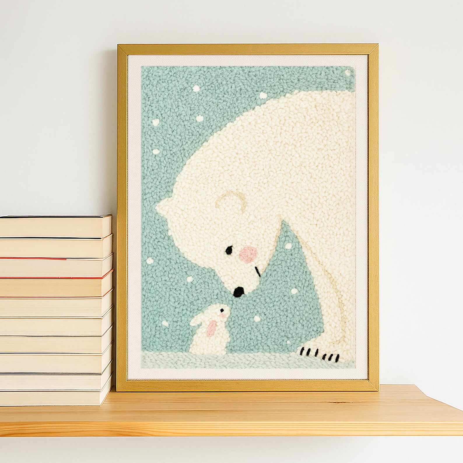 Frosty Friends Punch Needle Pattern: Polar Bear and Rabbit, Kids Room ...