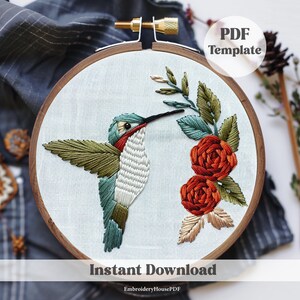 Hand Embroidery Pattern, Hummingbird, Pdf Pattern, Beginner Thread ...