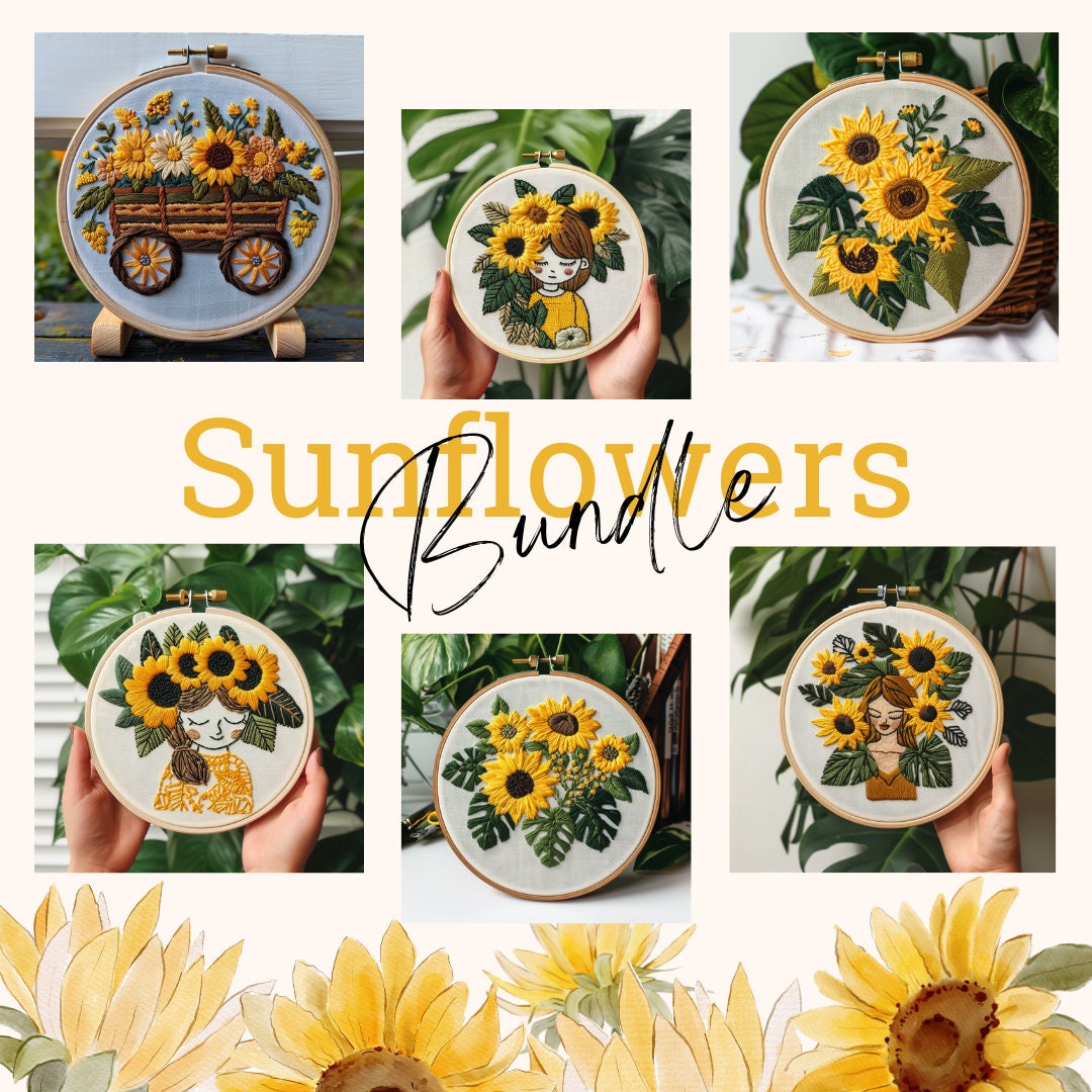 Sunflowers Embroidery Pattern, Sunflower Embroidery, Embroidery Pattern ...