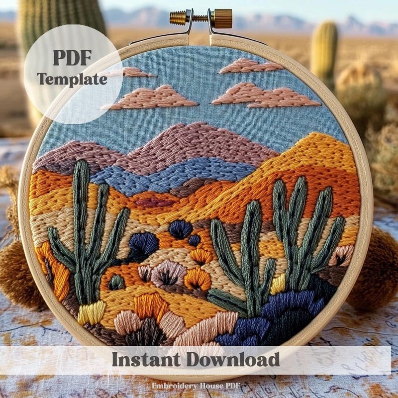 Desert Embroidery Pattern - Etsy