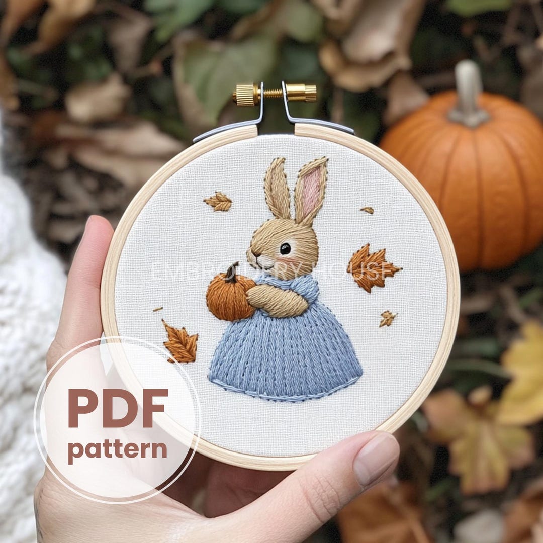 Peter Rabbit Autumn Scene Embroidery Template PDF Pattern, Beatrix ...