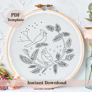 Red Cardinal Bird Embroidery Pattern: DIY Wildlife Hoop Art (PDF ...