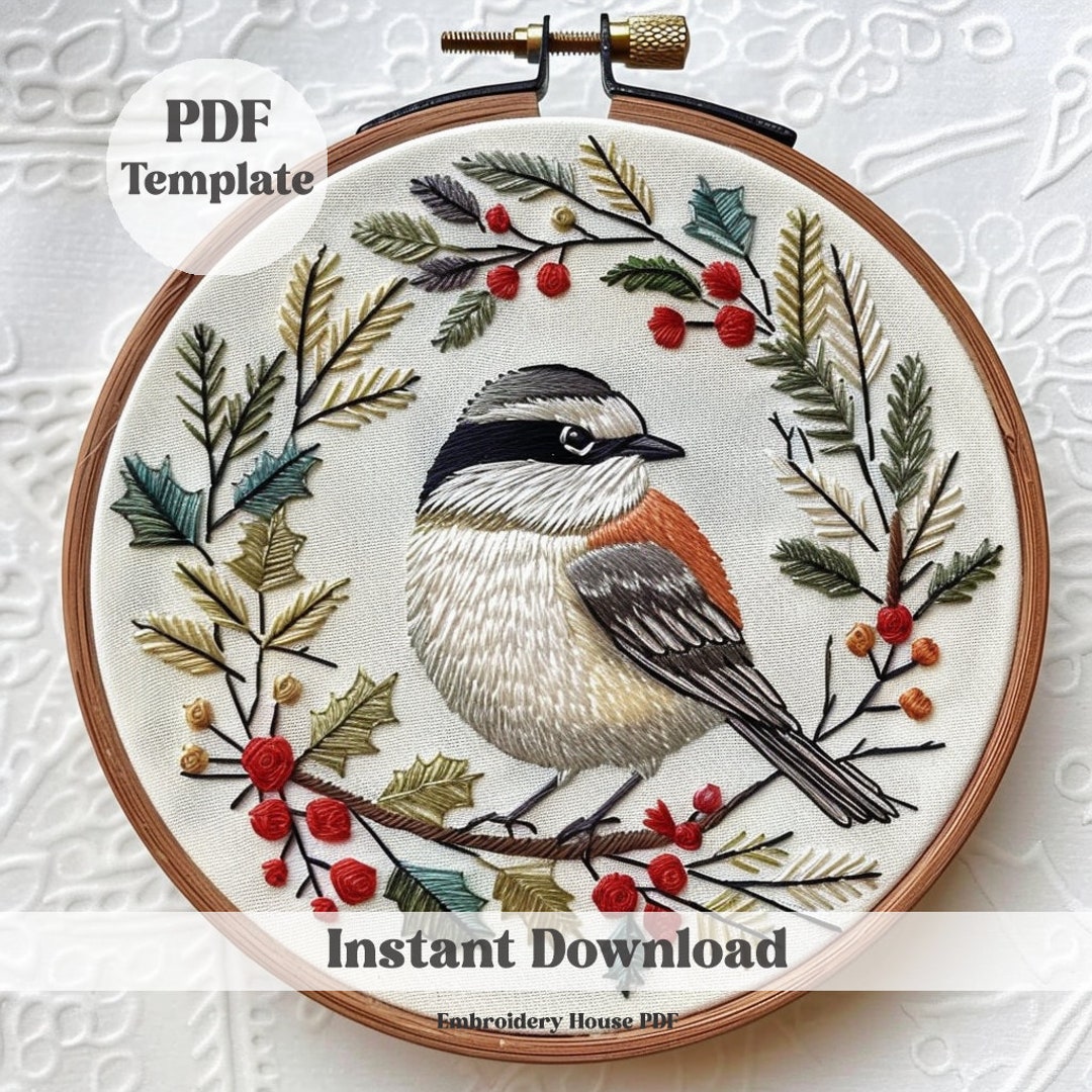 Chickadee Embroidery Pattern. Christmas Ornament, Beginner Friendly ...