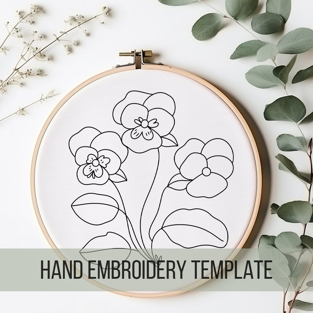 Pansy Embroidery Template, Pansy Design, Floral Needlepoint Pattern ...
