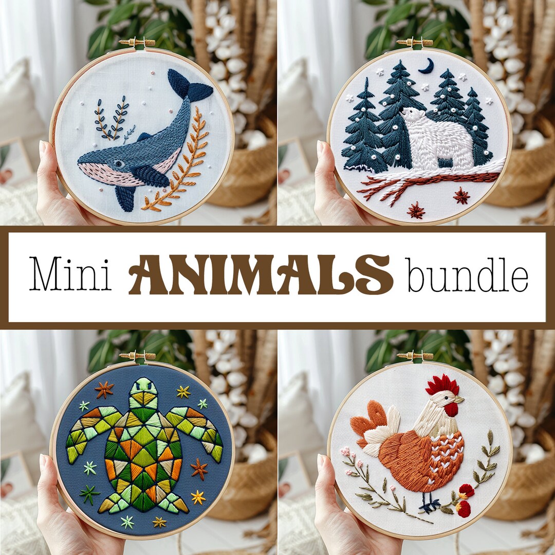 MINI BUNDLE PACK Animals Embroidery Patterns, All Current and Future ...