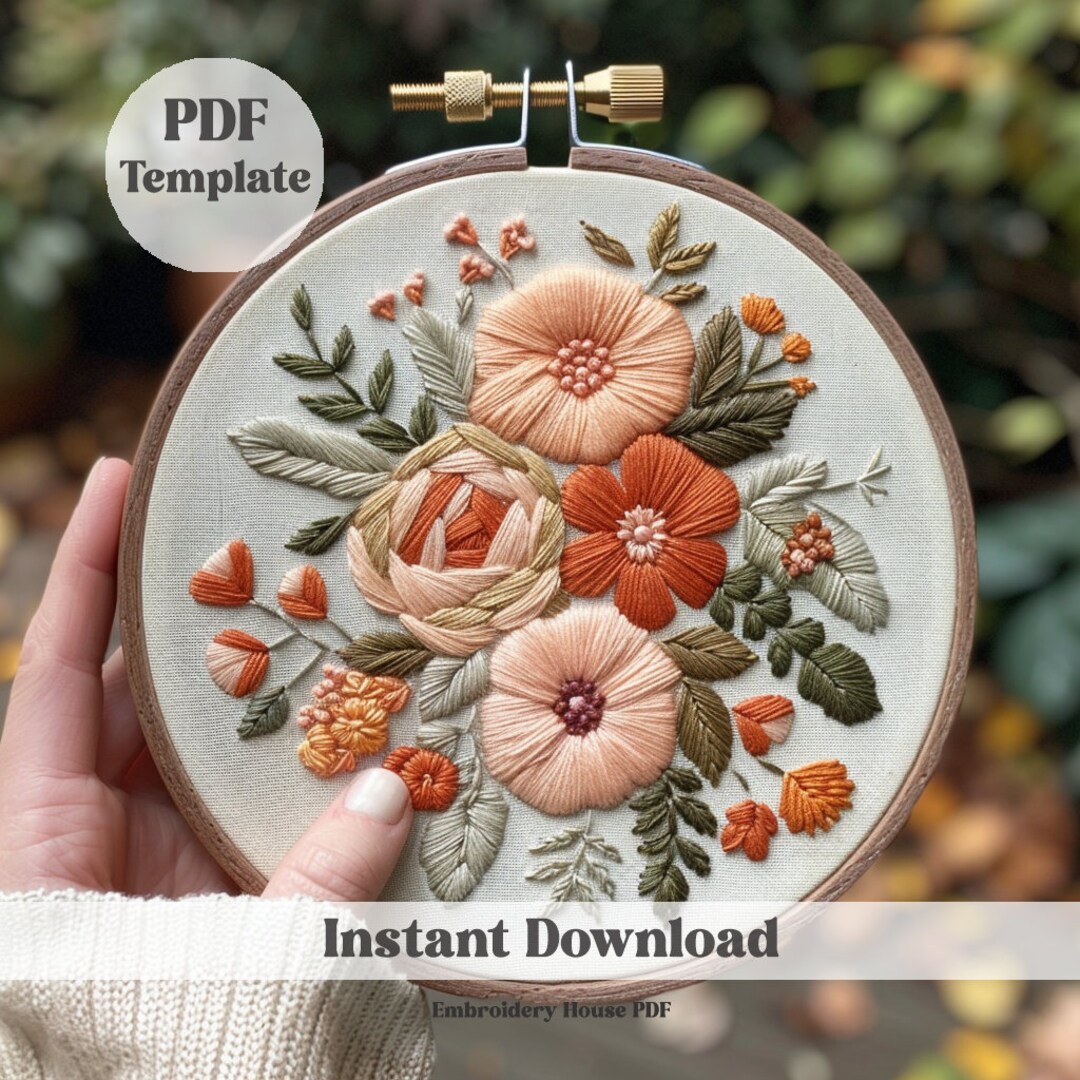 Flower Embroidery Design, Floral Gift Embroidery, Simple Flowers ...