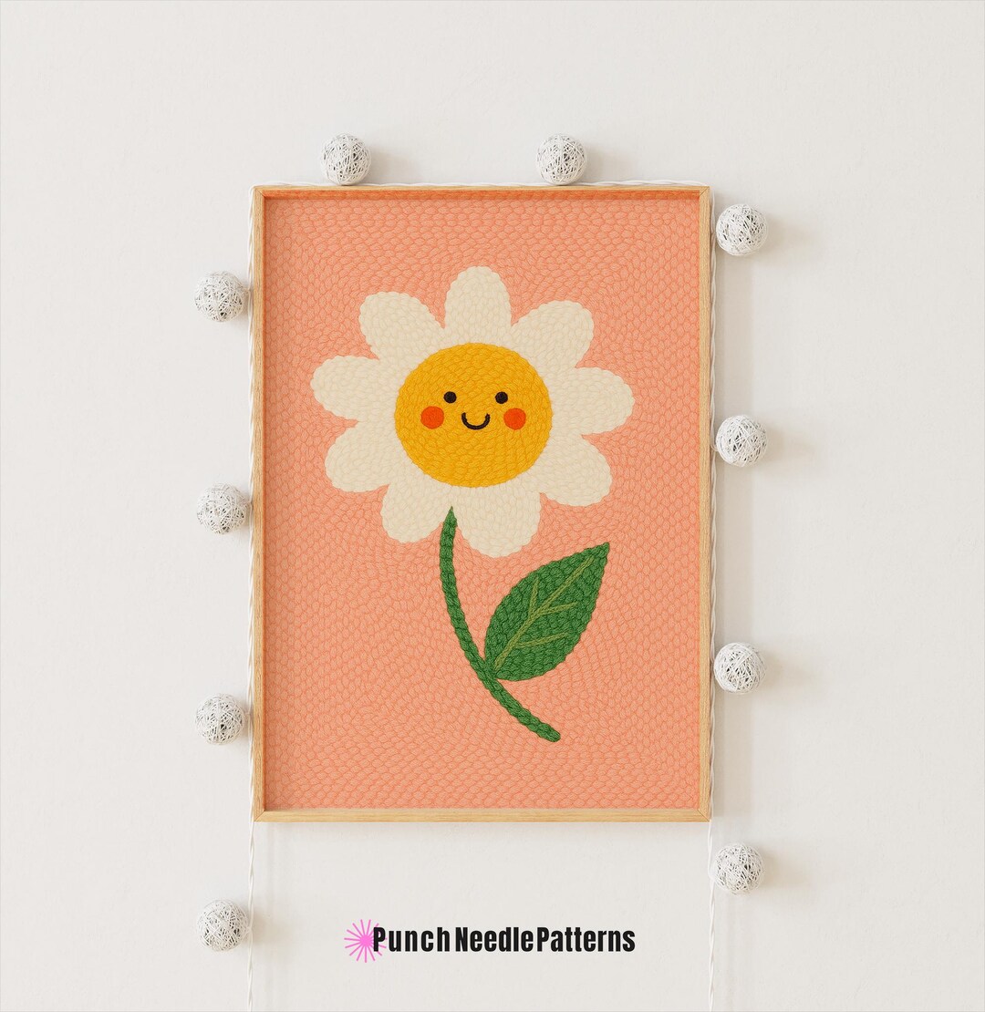 Happy Daisy Punch Needle Printable Pattern, Beginners Friendly, Instant ...