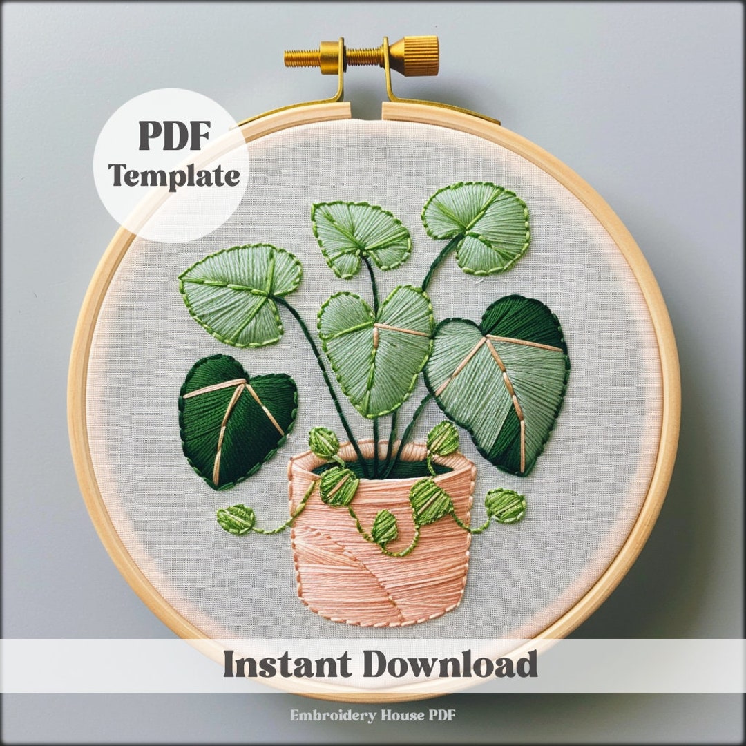 Houseplants Embroidery Template, Doodle Embroidery, PDF Template, DIY ...