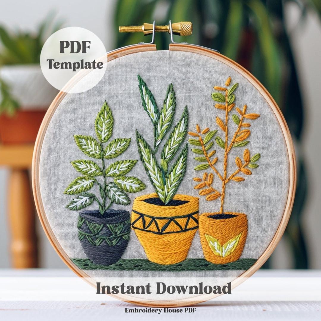 Houseplant Embroidery Pattern, Houseplant Embroidery, PDF Digital ...