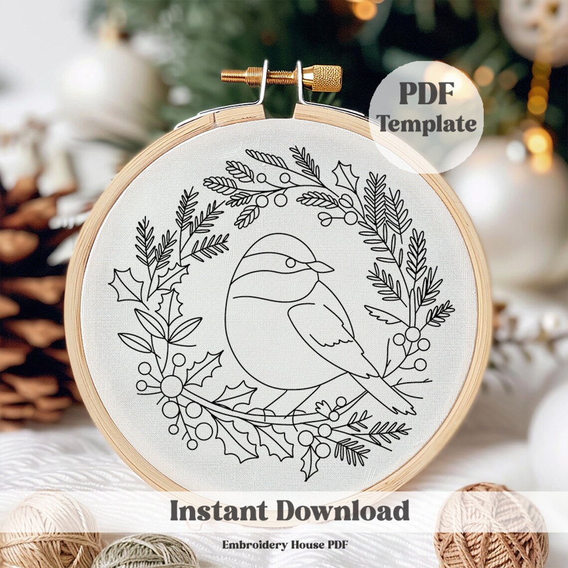 Chickadee Embroidery Pattern. Christmas Ornament, Beginner Friendly ...
