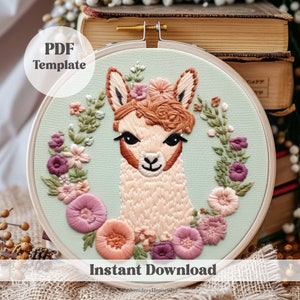 Llama Hand Embroidery Design, Modern Digital Download, Animal PDF ...