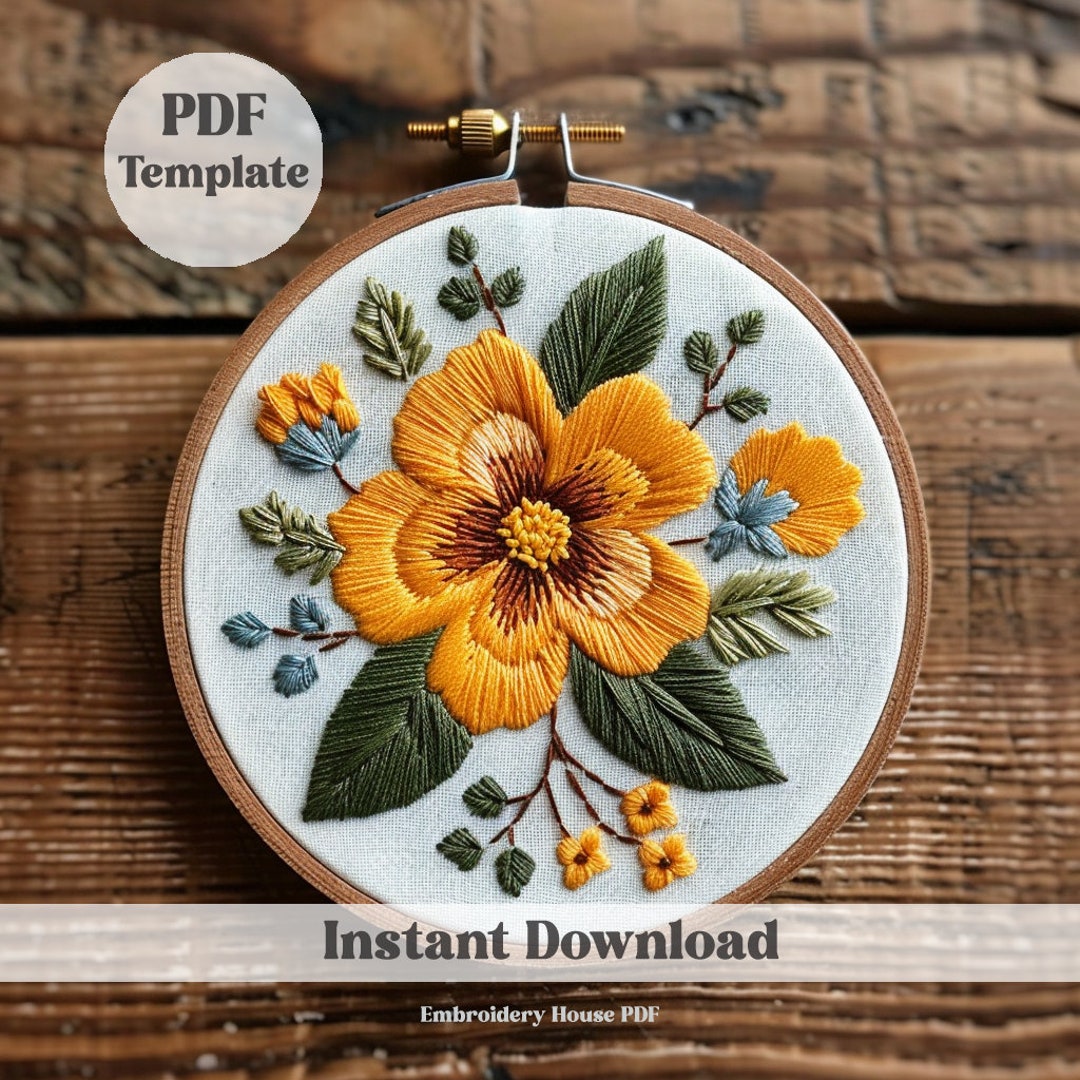 Flower Embroidery Design, Floral Gift Embroidery, Simple Flowers ...