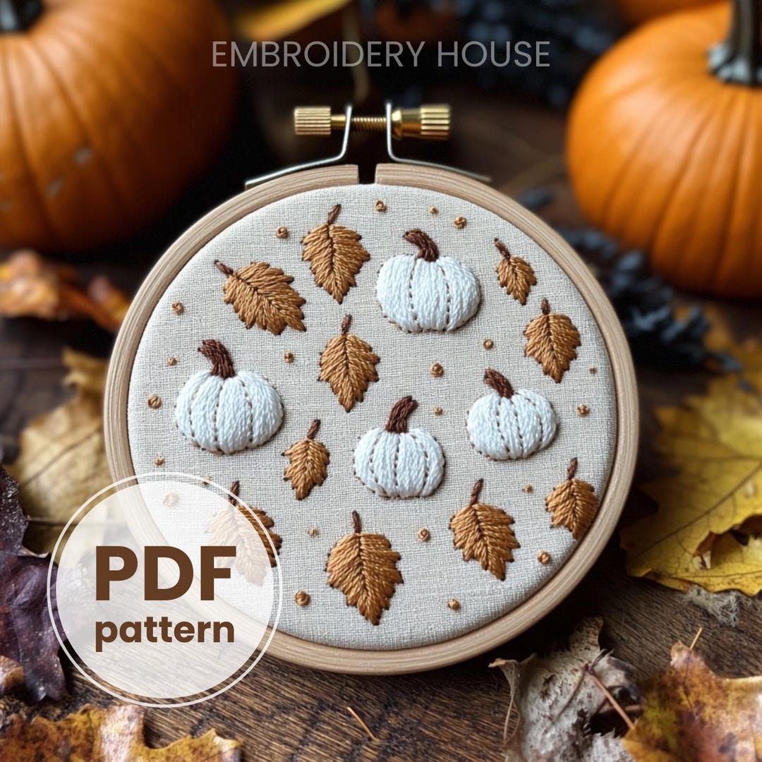 Autumn Pumpkins Embroidery Pattern, Fall Embroidery, Instant Download ...
