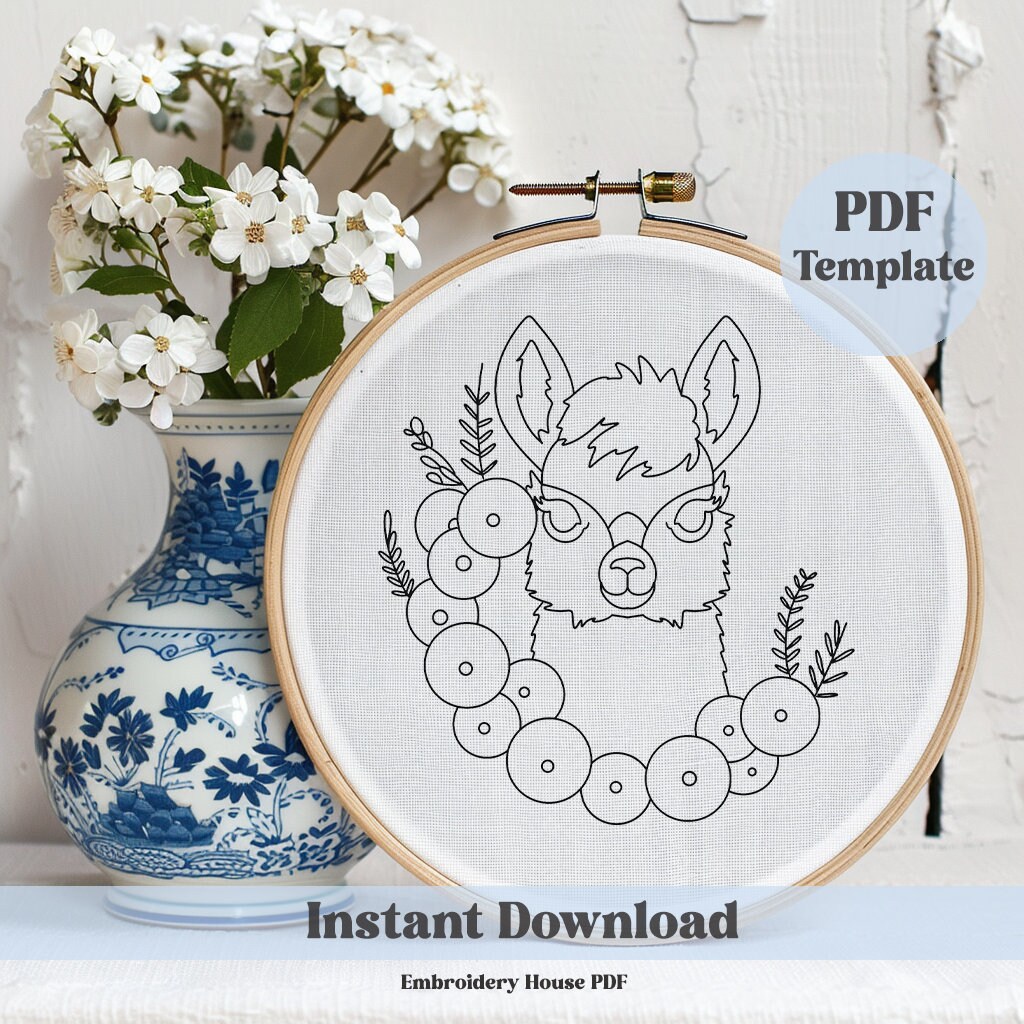 Llama Hand Embroidery Design, Modern Digital Download, Animal PDF ...