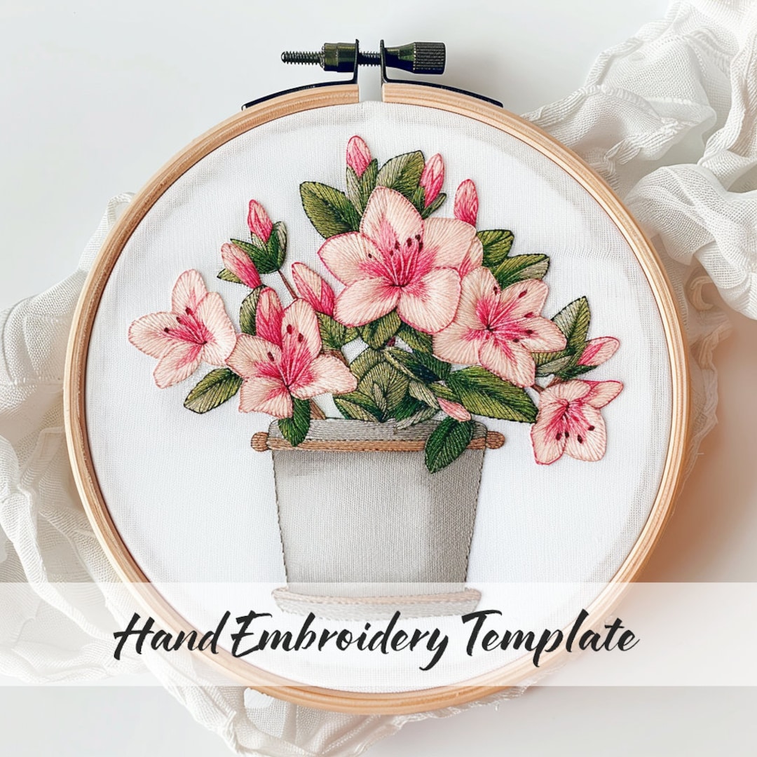 Azalea Embroidery Template, Instant Download, Botanical Embroidery ...