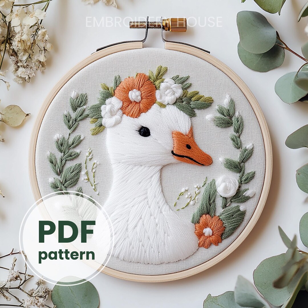 Goose Embroidery Pattern, Cute Goose Embroidery Design, Kids Embroidery ...