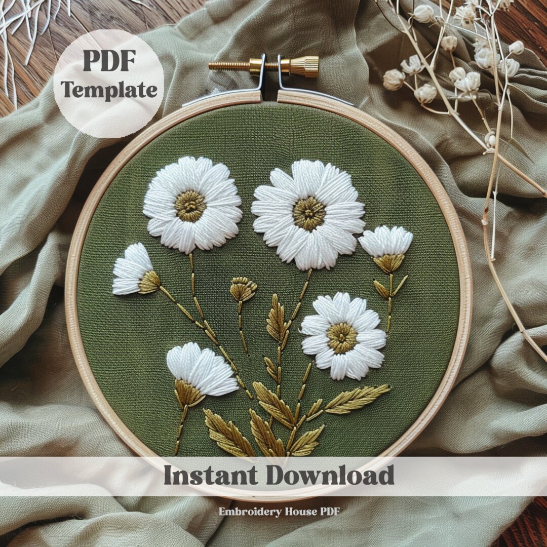 Whitework Floral Embroidery, Neutral Embroidery, DIY Home Decor ...