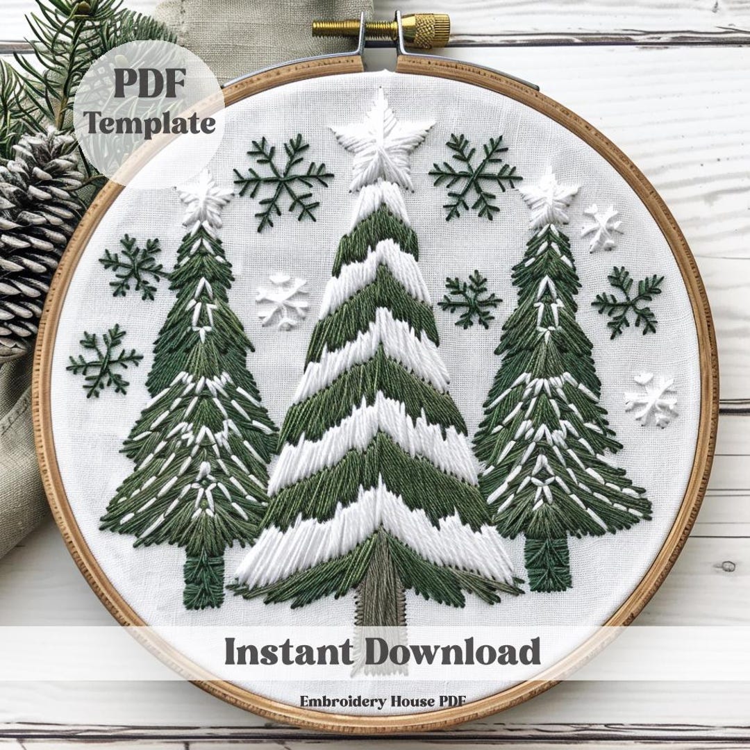 Pine Tree Hand Embroidery Pattern: Winter Christmas Decor (PDF Pattern ...